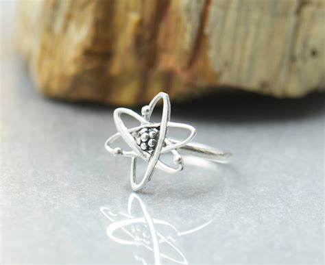Sterling Silver Atom Ringartisan Handmadeastronomy Astrophysicist Science Astrology Physics