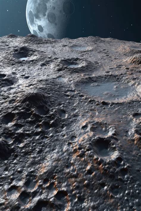 Close Up Of A Detailed Moon Surface With Craters Stock Illustration