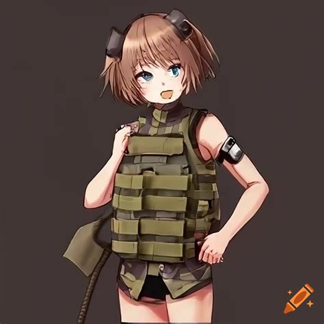 Anime Girl Wearing A Molle Vest On Craiyon