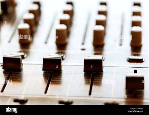 Sound Mixer Controller With Knobs And Sliders Closeup Stock Photo Alamy
