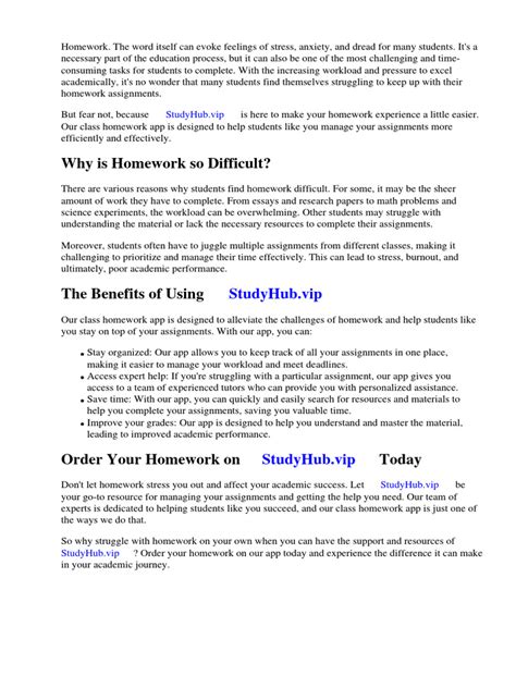 Class Homework App Pdf Homework Mobile App