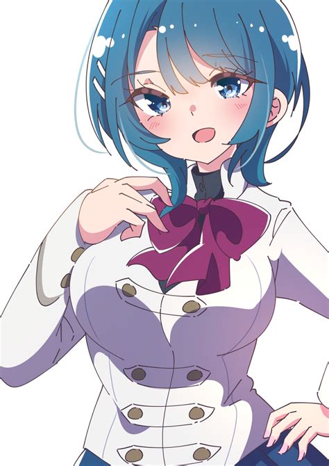 Safebooru 1girl Aizawa Kazuha Assault Lily Asymmetrical Hair Bangs Black Shirt Blue Eyes Blue