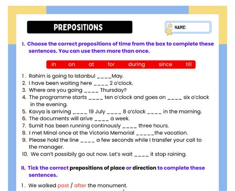Preposition Exercises For Class 6 Cbse With Answers Noun Clause