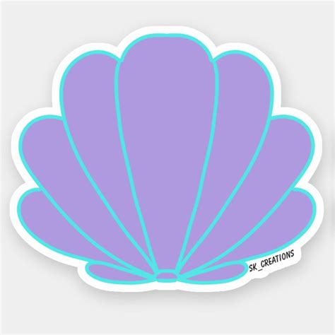Blue And Purple Sea Shell Sticker Zazzle Mermaid Sticker Blue And