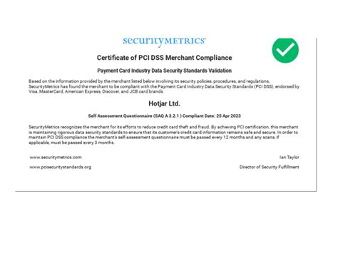 Hotjar Pci Dss Saq Certificate 2023 Pdf