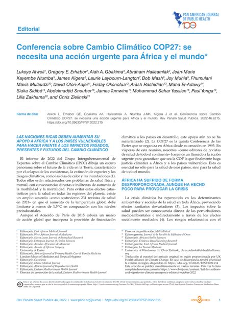 PDF Conferencia sobre Cambio Climático COP se necesita una acción urgente para África y el