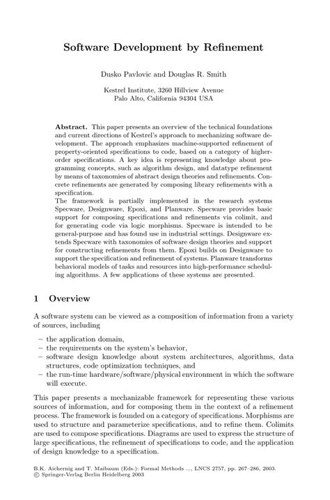 Pdf Software Development By Refinement