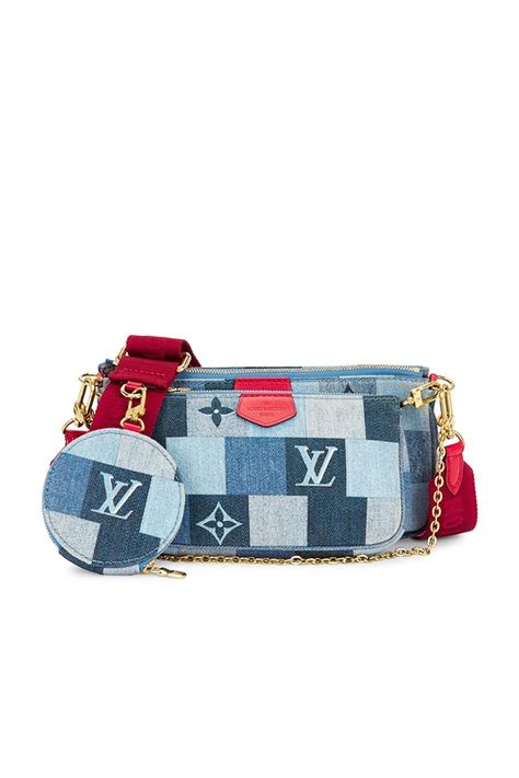 Fwrd Renew Louis Vuitton Denim Damier Pochette Accessoires Shoulder Bag