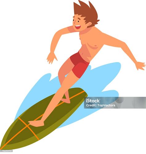 사람 바다 파도 남성 서퍼 캐릭터 반바지 서핑 보드 레크리에이션 비치 스포츠 벡터 일러스트 남자에 대한 스톡 벡터 아트 및 기타 이미지 Istock