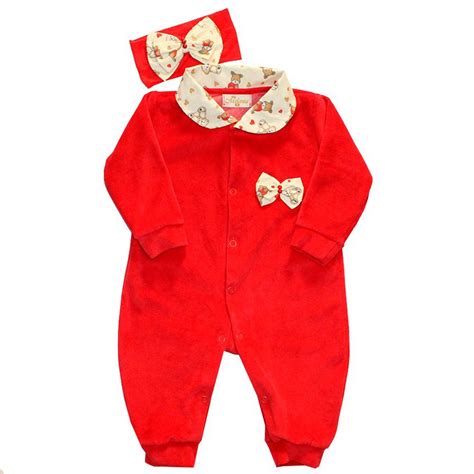 Macacão de Bebê Ursinha Vermelho Plush Essencial Enxovais