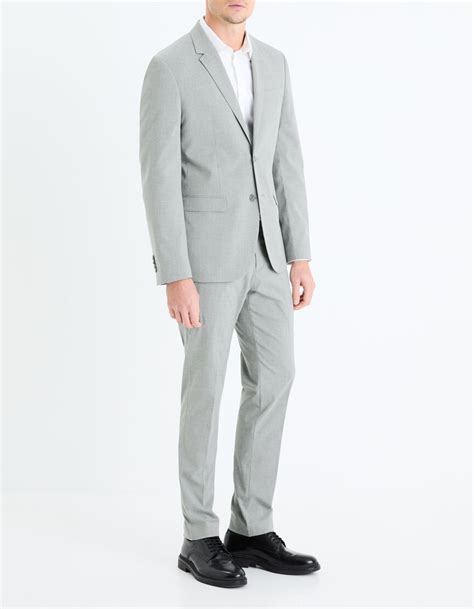 Veste De Costume Slim Stretch Gris Clair Celio Be Normal