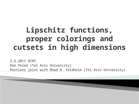 Pptx Lipschitz Functions Proper Colorings And Cutsets In High