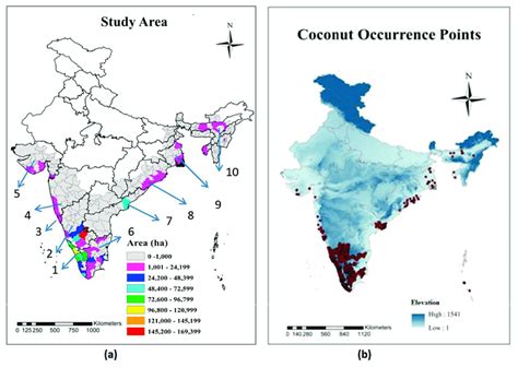 A Map Showing The Spatial Distribution Of Coconut In Different Download Scientific Diagram