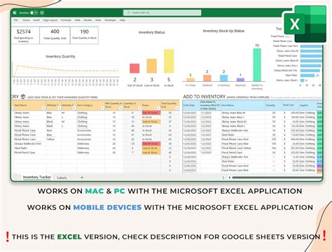 Excel Inventory Tracker Spreadsheet Template Inventory Etsy