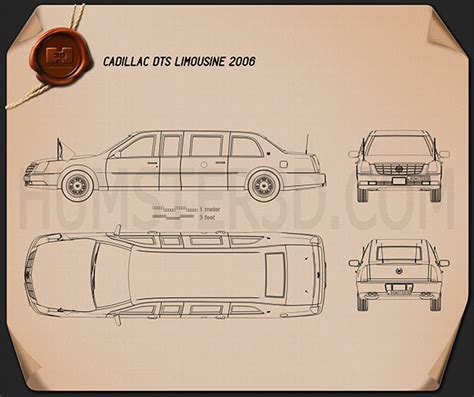 Cadillac Dts Limousine 2005 Blueprint Hum3d