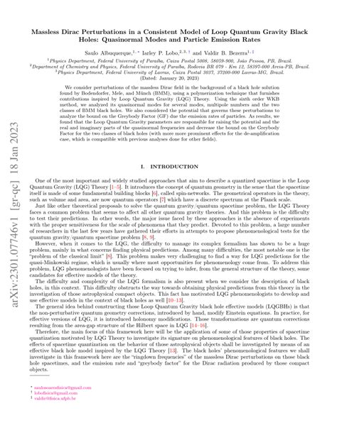 Pdf Massless Dirac Perturbations In A Consistent Model Of Loop