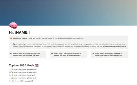 Yearly Goals Hub Template By Brandon Smithwrick Notion Marketplace