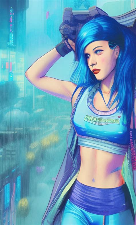 Blue Hair Cyberpunk By Newage11 On Deviantart