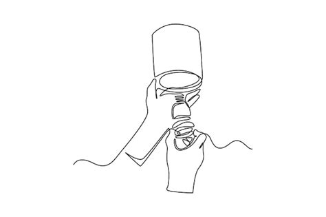 연속 한 선 그리기 손 클램프 지구 시간 개념에서 램프 제거 단일 선 그리기 디자인 벡터 그래픽 그림 프리미엄 벡터