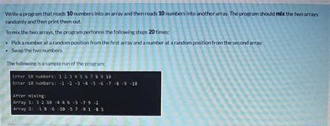 Solved Write A Program That Reads 10 Numbers Into An Array