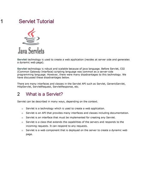 Servlet Not Vompleted 1 Servlet Tutorial Servlet Technology Is Used To Create A Web