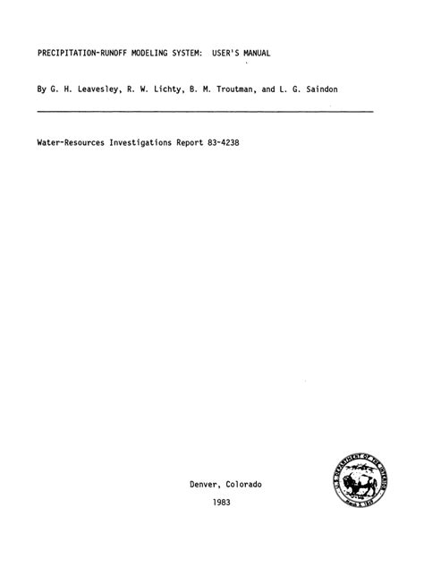 Pdf Precipitation Runoff Modeling System Prms—users Manual