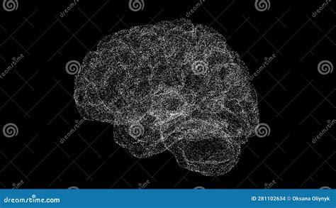 3d Brain On Black Bg Object Dissolved Flickering Particles Scientific