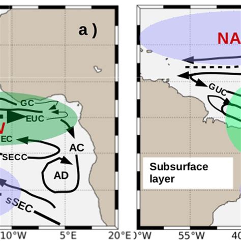 Schematic View Of A Surface And B Subsurface Circulation In The