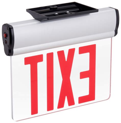 LUMAPRO Exit Sign 1 Faces Red Aluminum Universal Field Selectable Chevrons LED Silver