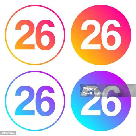 Ilustración De 26 Número Veintiséis Iconos Redondos Con Degradados De