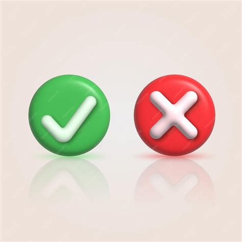 Зеленая галочка и значок красного креста вектор Премиум векторы