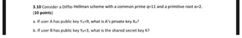 Solved 310 Consider A Diffie Hellman Scheme With A Common