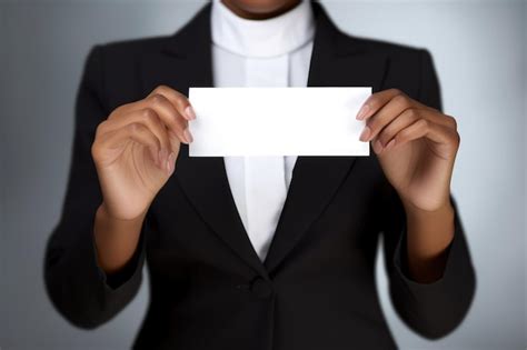 Premium Ai Image Businesswoman Holding White Card Space To Write