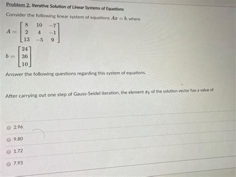Solved Question 12 1 Pts Problem Iterative Solution Of