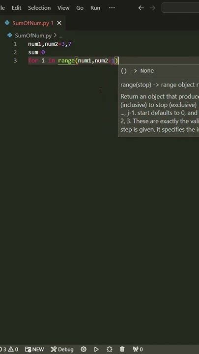 Find The Sum Of Numbers In Range In Python Shorts Youtube