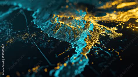 Technical Aerial Visual 3d Lidar Gis Aerial Map Satellite Scan Model Isolated Showing Songkhla