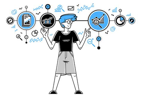 Worker Analyzes Some Data And Systematizing Information Vector Outline Illustration Abstract Big