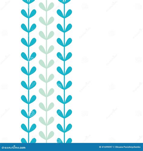 Abstract Vines Leaves Vertical Seamless Pattern Stock Vector