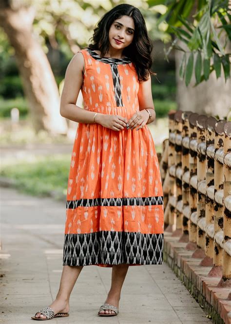 Get Orange Ikkat Mithra Tunic At 2370 LBB Shop