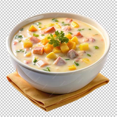 Cheesy Ham Chowder Premium Ai Generated Psd