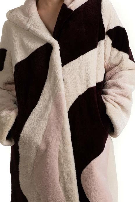 Intarsia Hooded Beaver Fur Coat Skandinavik Fur