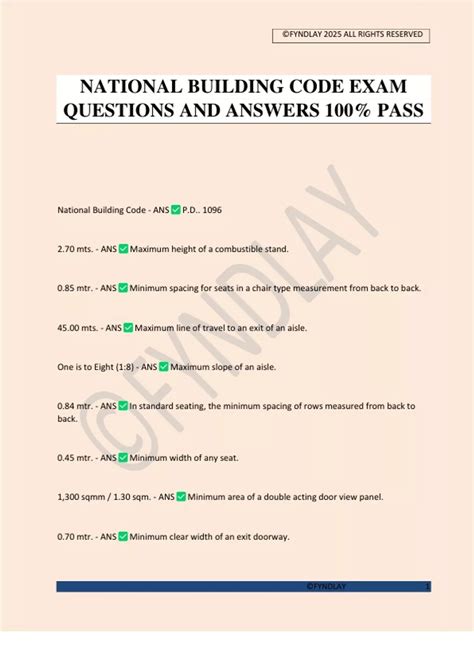 National Building Code Exam Questions And Answers 100 Pass National Building Code Stuvia Us