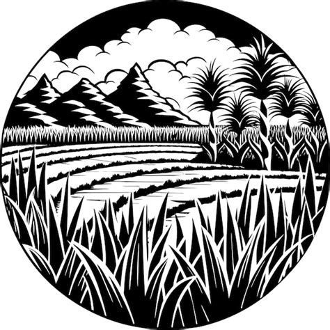 Векторная иллюстрация рисового поля Премиум векторы