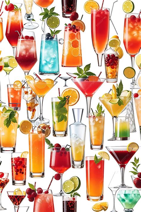 Premium Ai Image Alcohol Cocktail Mocktail Many Assorted Different