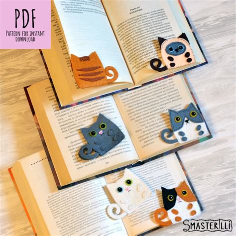Felt Cat Corner Bookmarks Pattern PDF Tutorials Set Of 6 Inspire