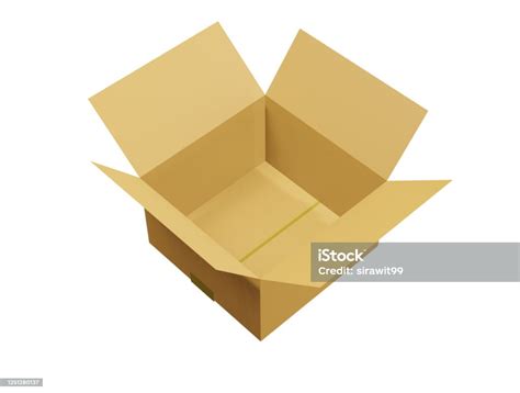 골드 골판지 상자 모형 흰색 배경에 격리 포장 상자 이미지를 모의 3d 렌더링 0명에 대한 스톡 사진 및 기타 이미지 0명 갈색 공란 Istock