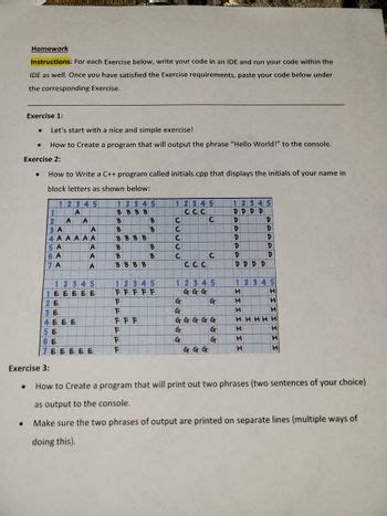 Answered Homework Instructions For Each Exercise Below Write Your