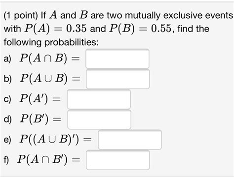Solved 1 Point If A And B Are Two Mutually Exclusive