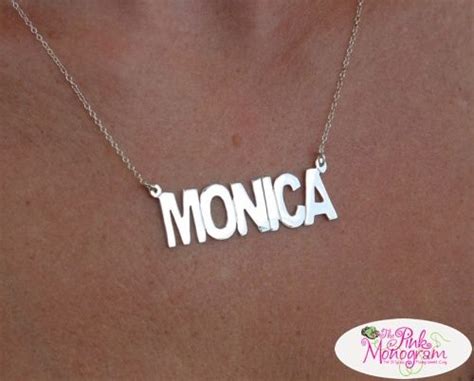 Nameplate Necklace Block Font Nameplate Necklace Monogram Jewelry Pink Monogram