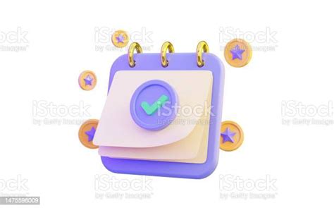 흰색 배경에 확인 표시와 명예 배지가 있는 달력 아이콘 3d 렌더링 개념 3차원 형태에 대한 스톡 사진 및 기타 이미지 3